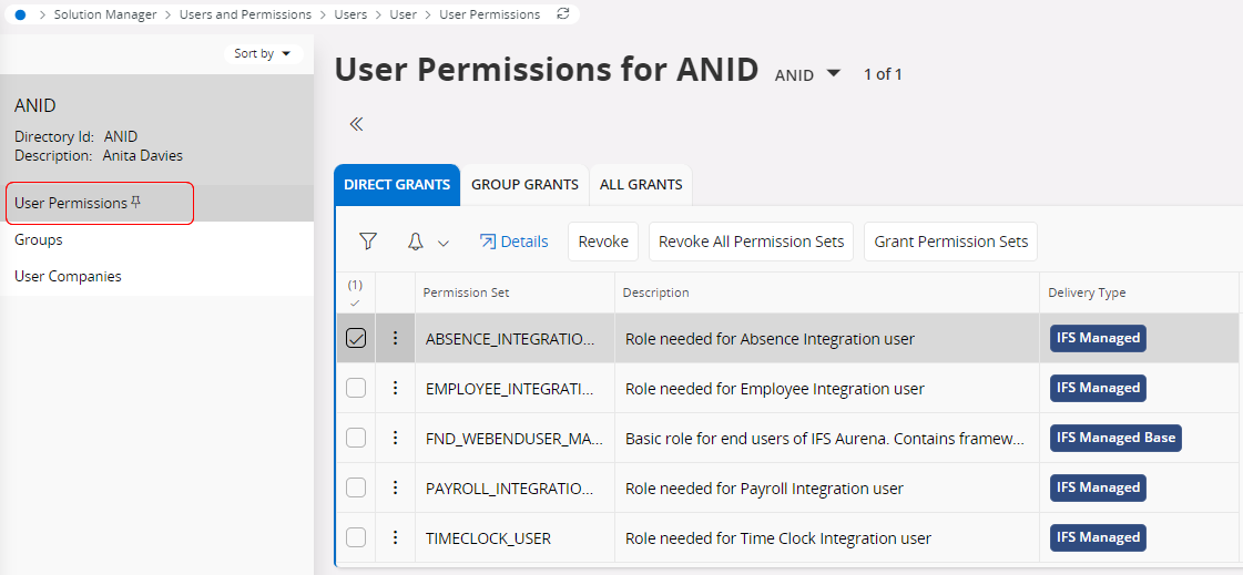 Grant Permission Sets to Users - Technical Documentation For IFS Cloud