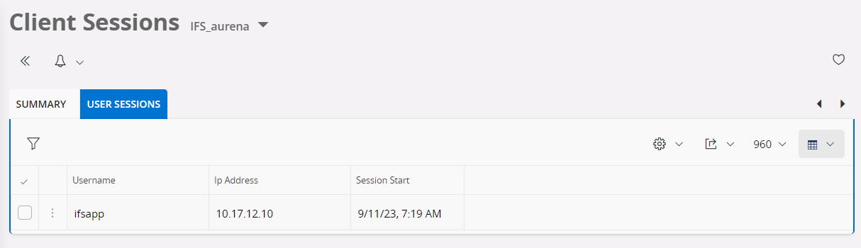 User Sessions - Technical Documentation For IFS Cloud
