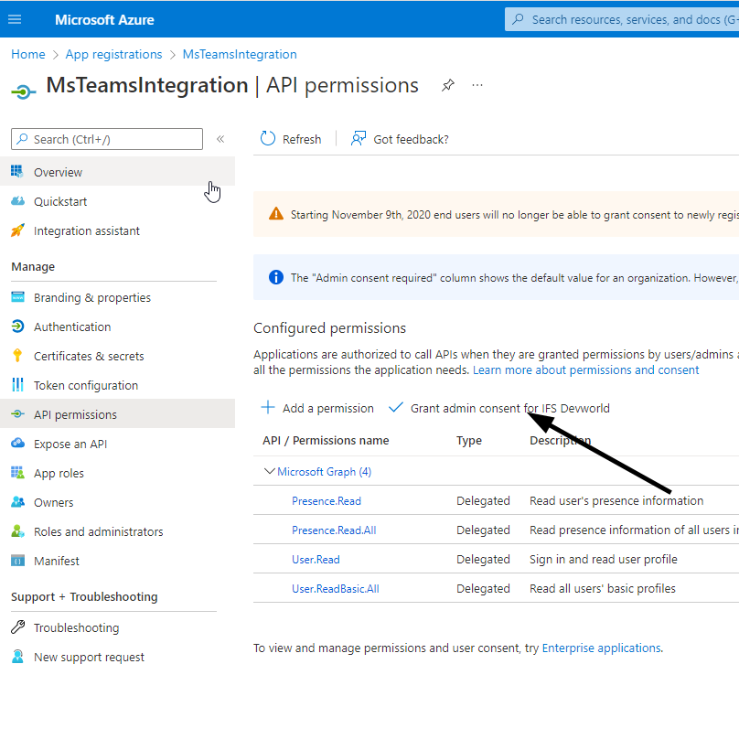 Add Azure App Registration - Technical Documentation For IFS Cloud