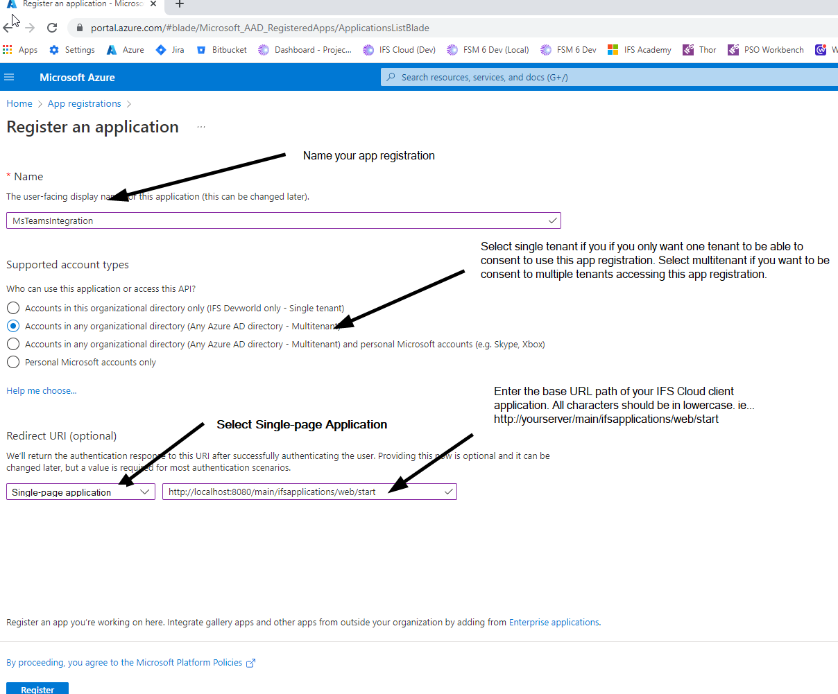 Add Azure App Registration - Technical Documentation For IFS Cloud
