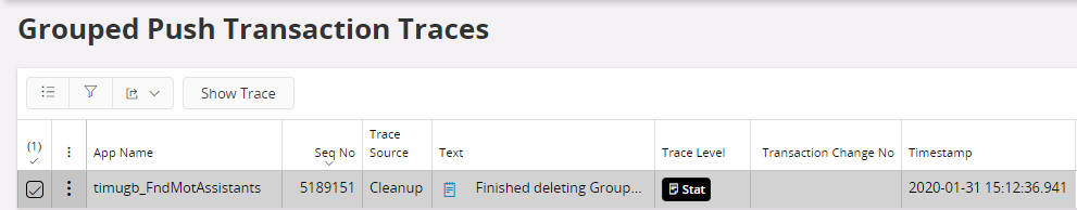 Grouped Push Transaction Traces - Technical Documentation For IFS Cloud