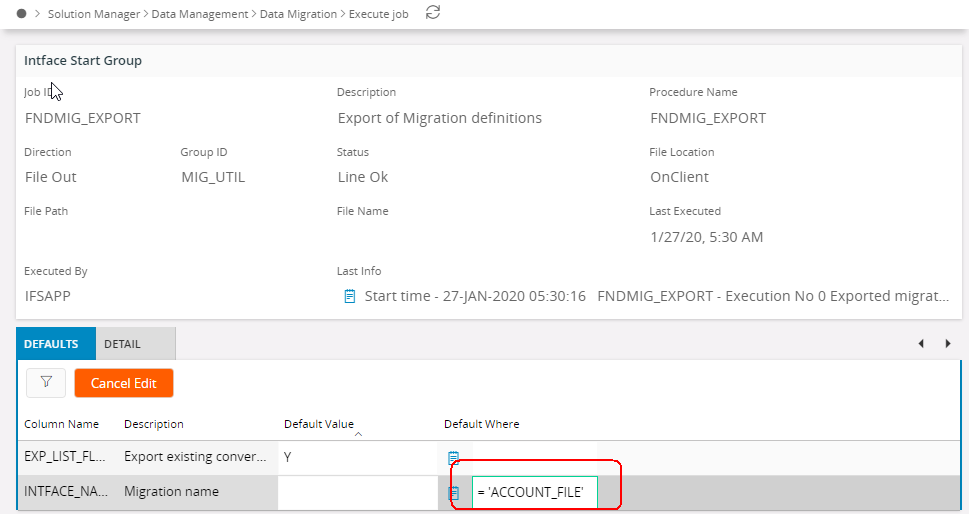 Export/Import Migration Definition - Technical Documentation For IFS Cloud