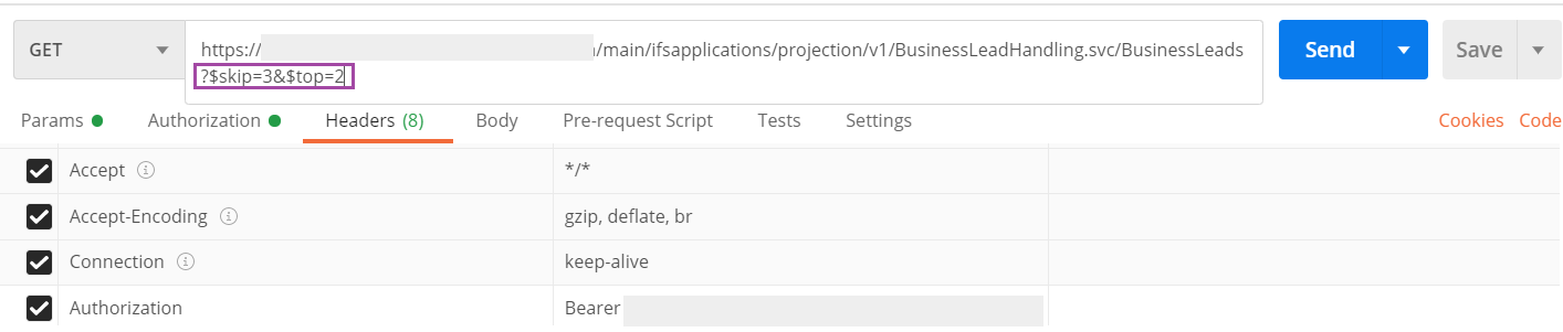 Read Records with $top and $skip Options - Technical Documentation For IFS Cloud