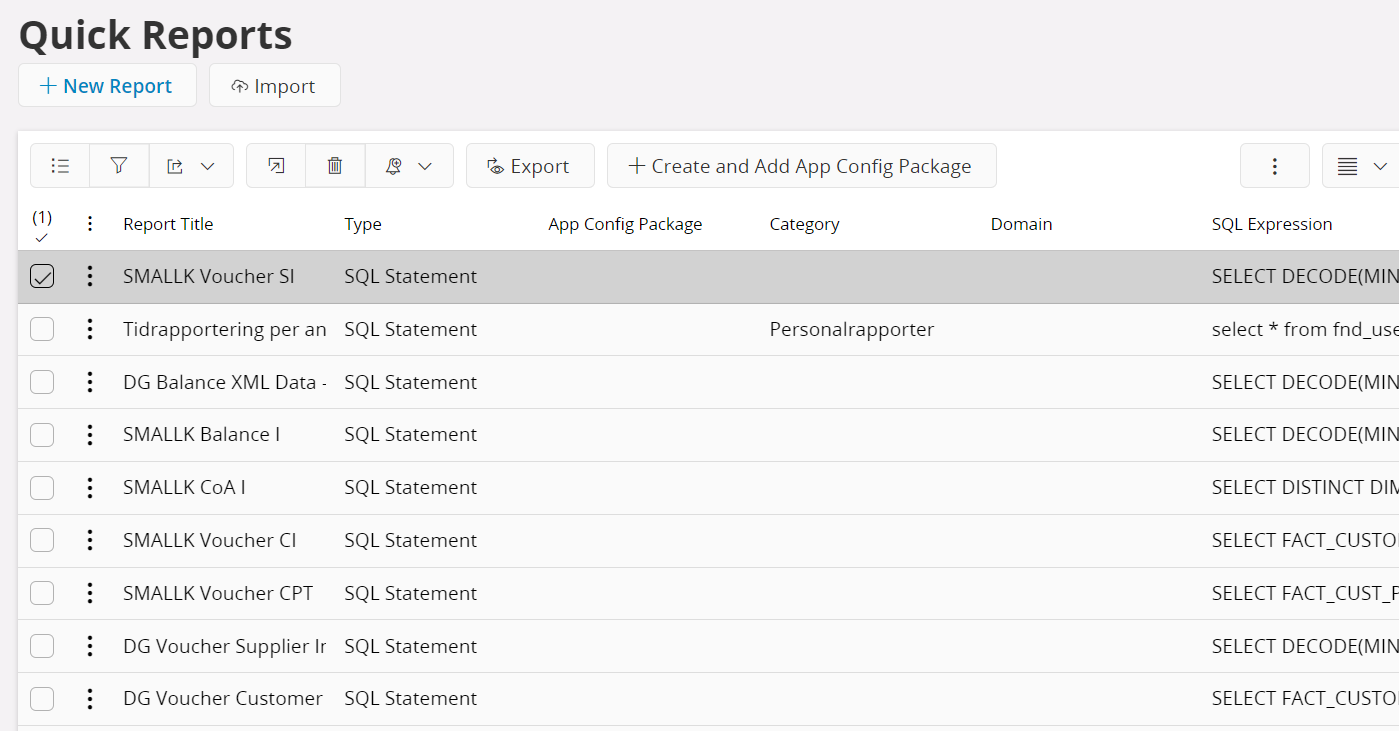 Quick Reports - Technical Documentation For IFS Cloud