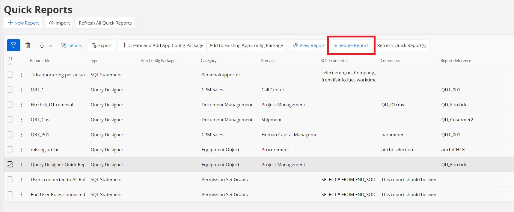 Query Designer Quick Reports - Technical Documentation For IFS Cloud