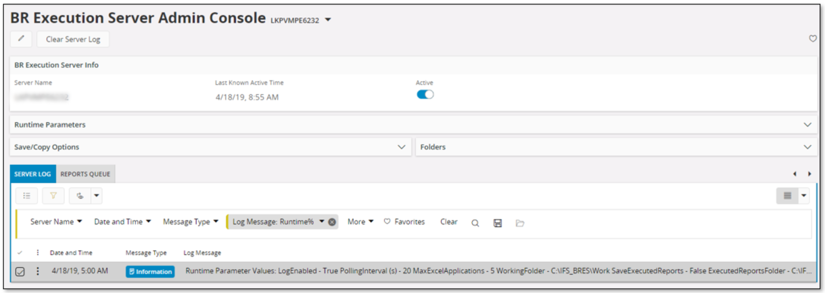 BR Execution Server Admin Console - Technical Documentation For IFS Cloud
