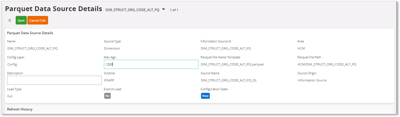 Edit Parquet Data Sources - Technical Documentation For IFS Cloud