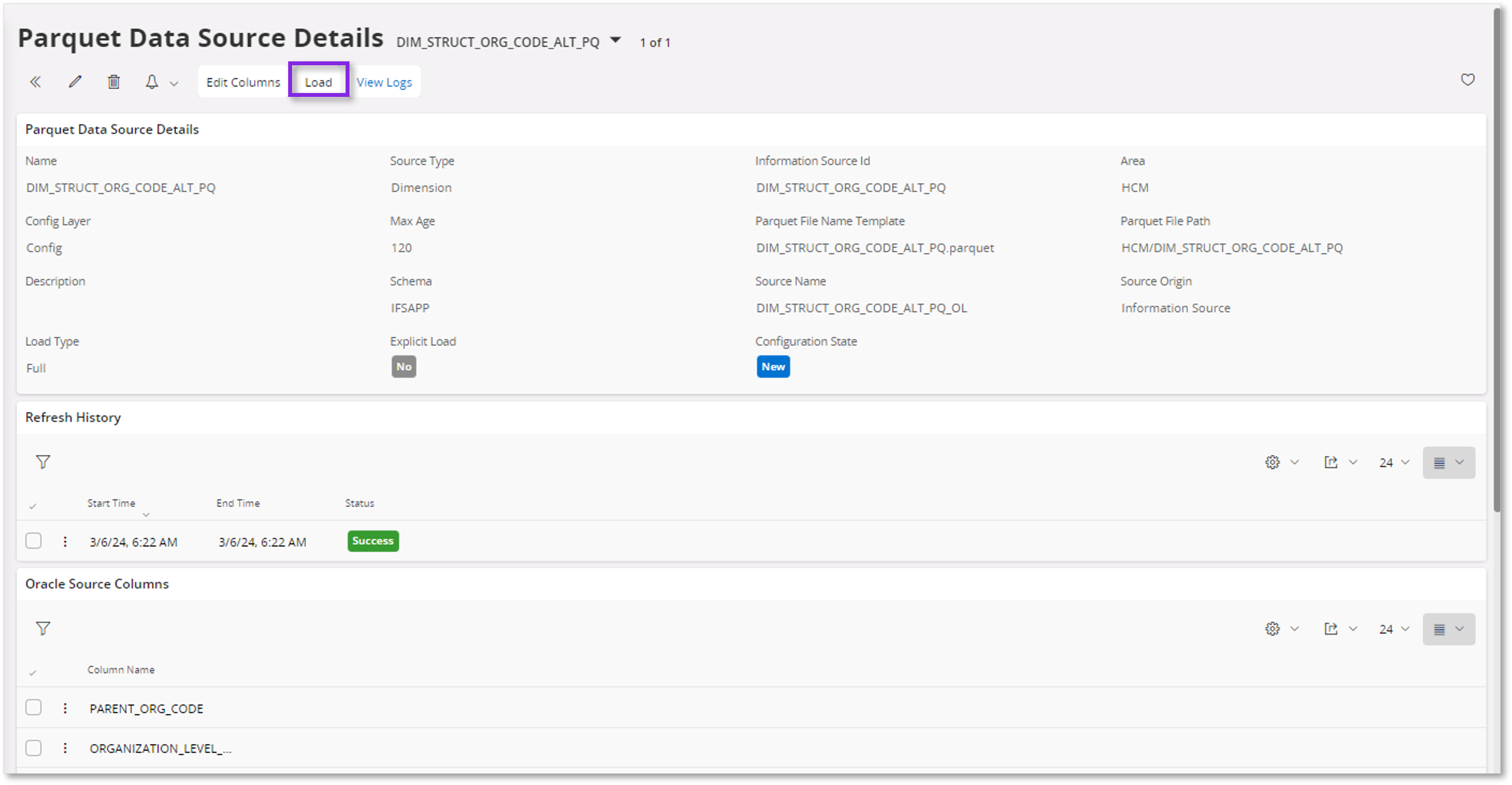 Edit Parquet Data Sources - Technical Documentation For IFS Cloud