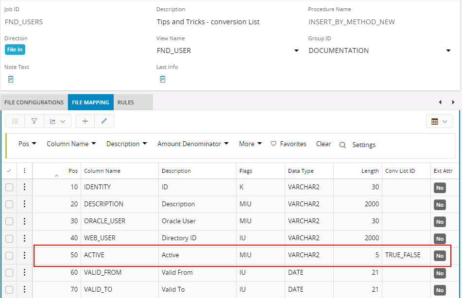 Conversion Lists - Technical Documentation For IFS Cloud
