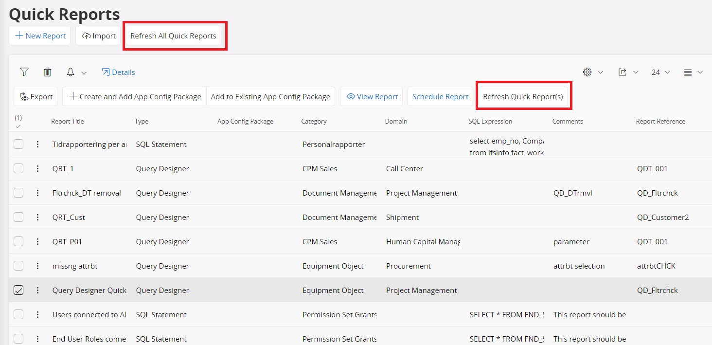 Query Designer Quick Reports - Technical Documentation For IFS Cloud