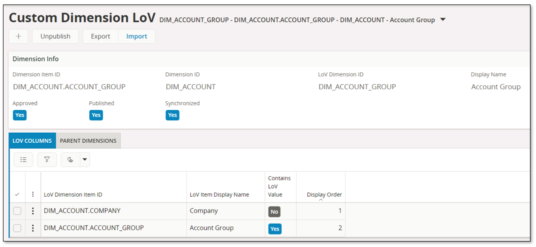 Examples - Custom Dimension LoV - Technical Documentation For IFS Cloud