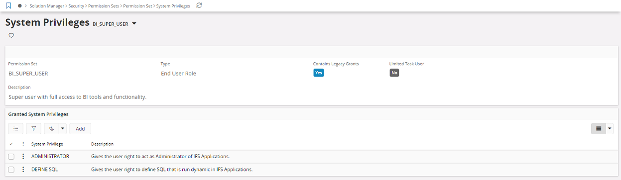 System Privileges - Technical Documentation For IFS Cloud
