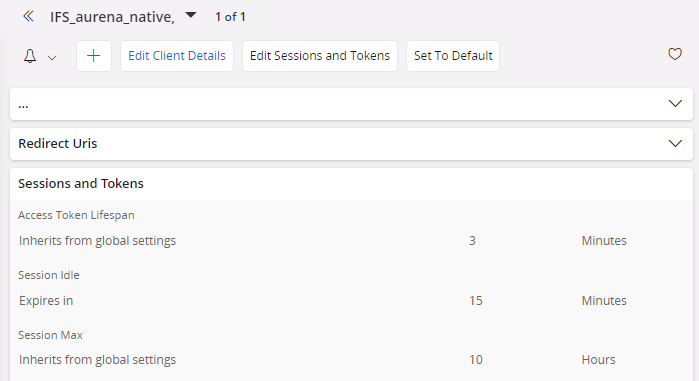Session and Token administration per IAM Client - Technical Documentation For IFS Cloud