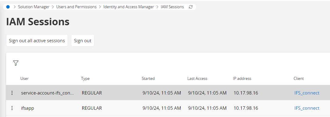 User Sessions - Technical Documentation For IFS Cloud