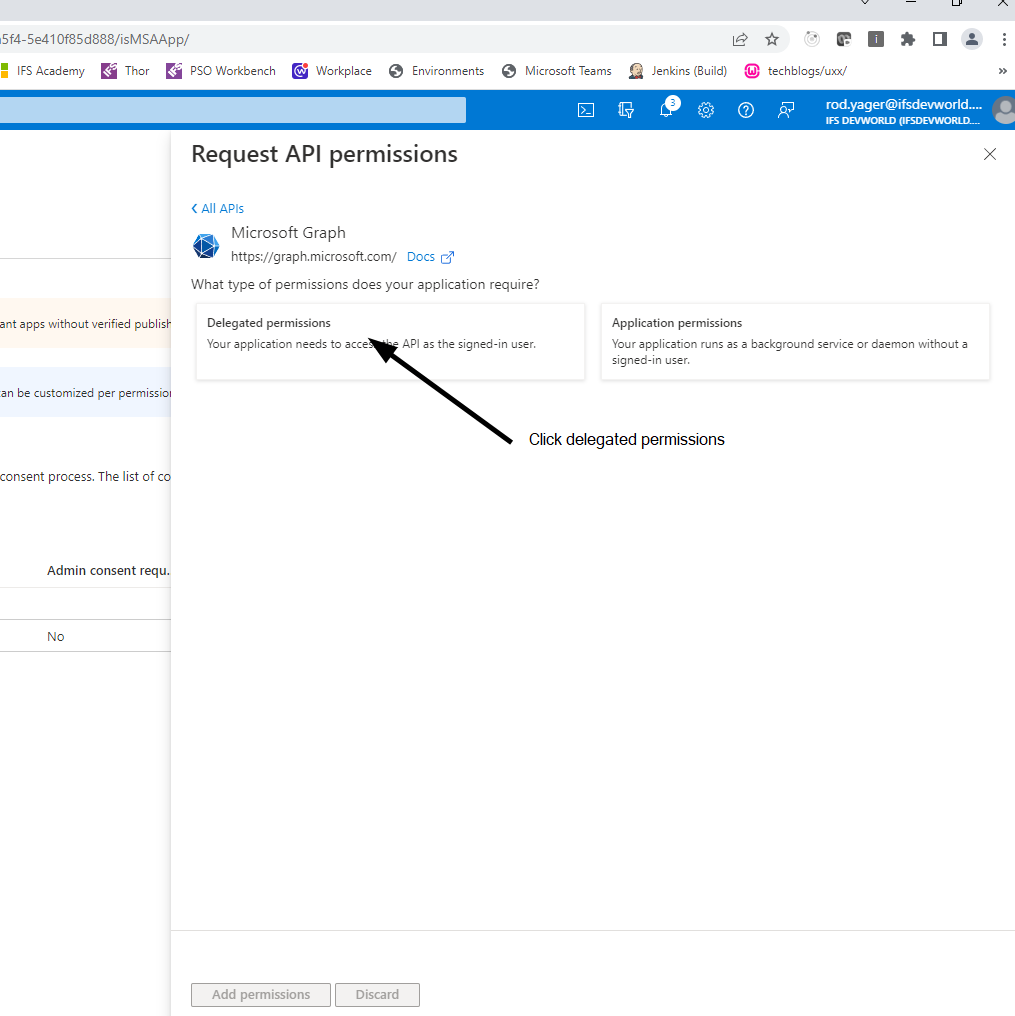 Add Azure App Registration - Technical Documentation For IFS Cloud