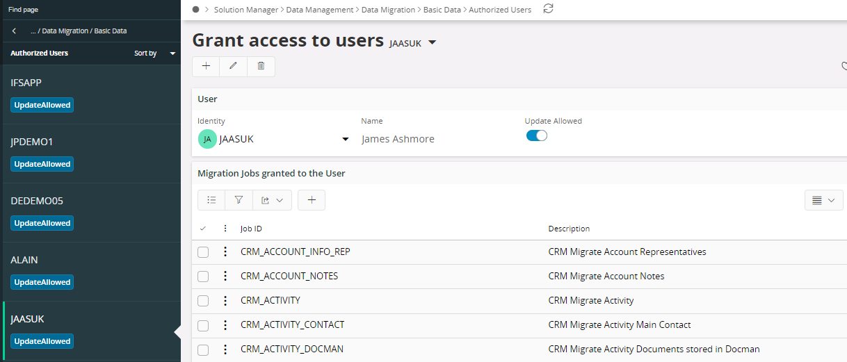 General Data for Data Migration/User - Technical Documentation For IFS Cloud