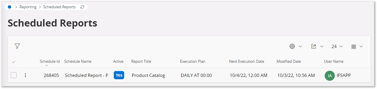 Scheduled Quick Reports - Technical Documentation For IFS Cloud