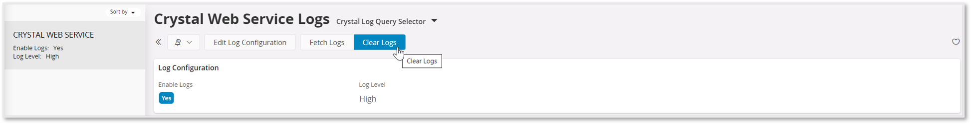 Crystal Web Service Logs - Technical Documentation For IFS Cloud