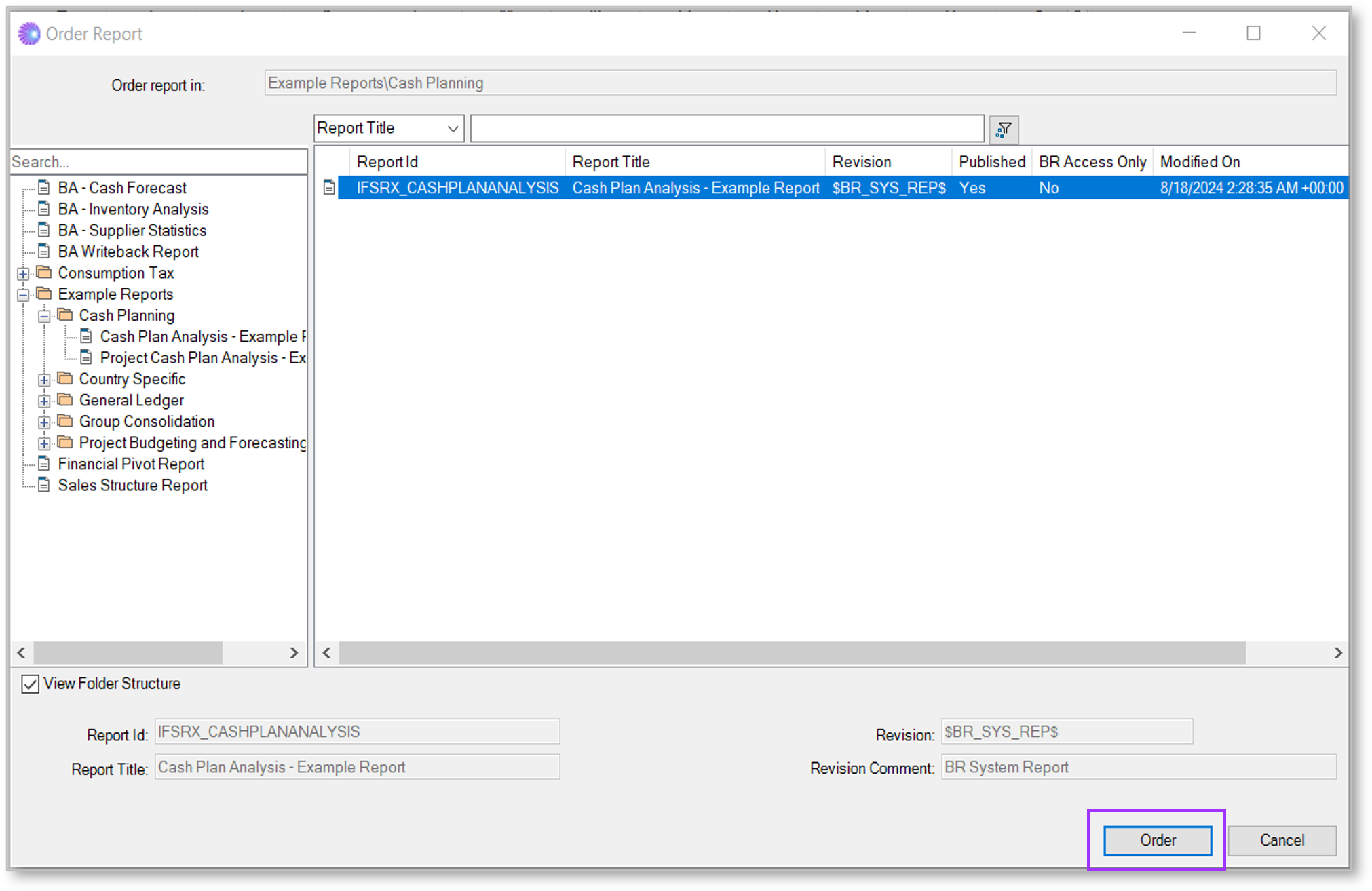 Order Report - Technical Documentation For IFS Cloud