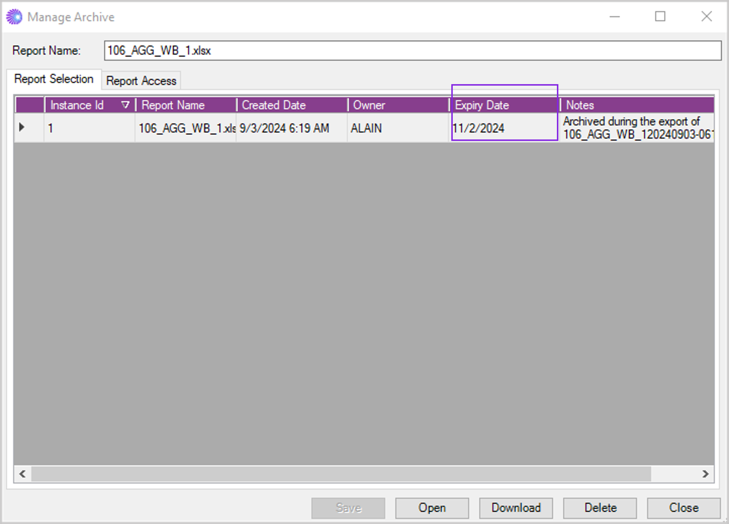 Change Expiry Date of BR Report - Technical Documentation For IFS Cloud