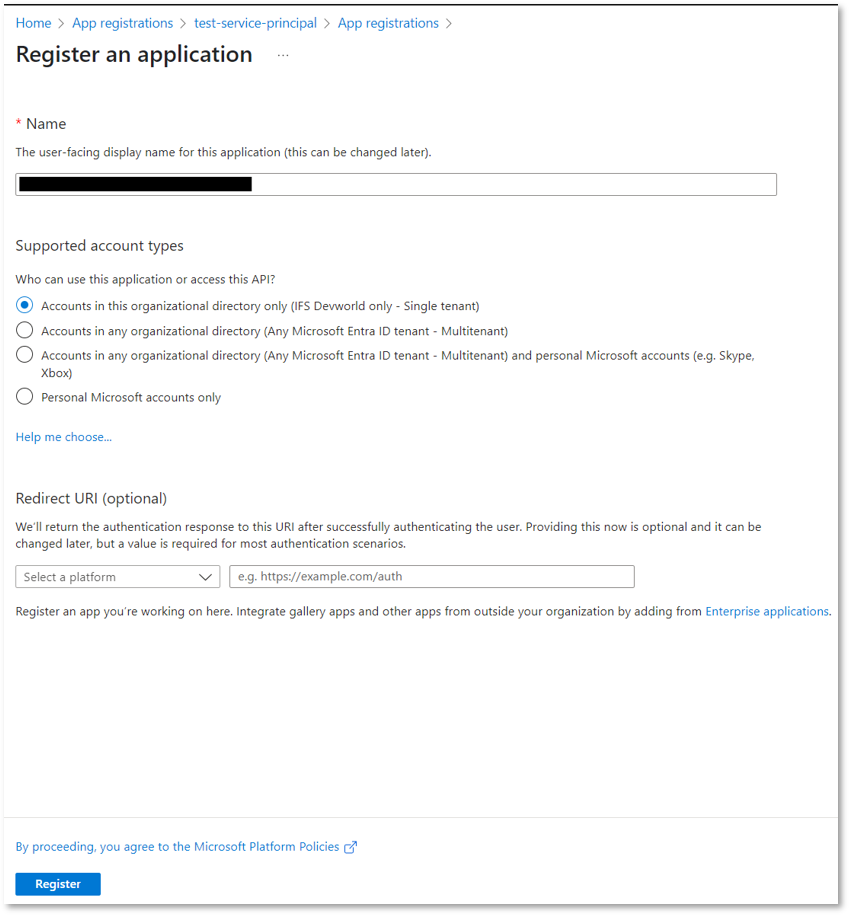 Create a Service Principal - Technical Documentation For IFS Cloud
