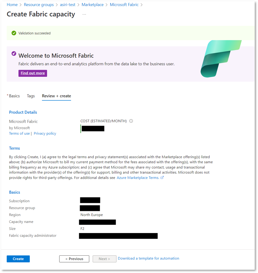 Create Fabric Capacity - Technical Documentation For IFS Cloud