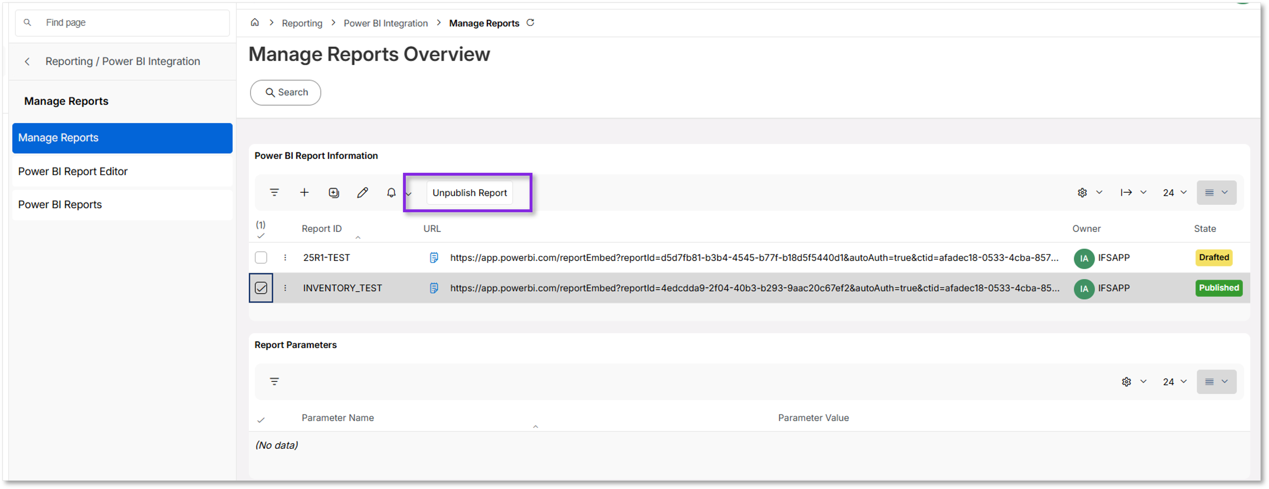 View Power BI Reports in IFS Cloud Web Client - Technical Documentation For IFS Cloud