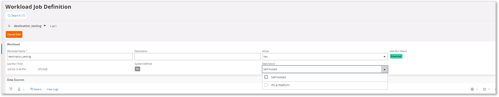 Create Workload Job Definitions - Technical Documentation For IFS Cloud
