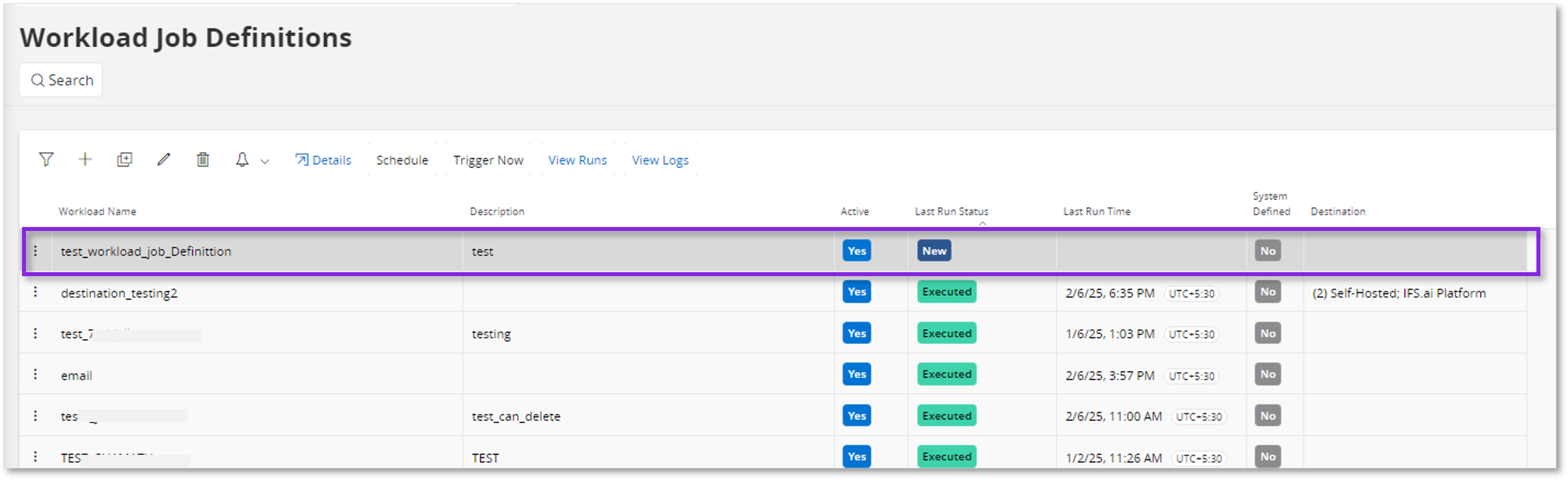 Create Workload Job Definitions - Technical Documentation For IFS Cloud