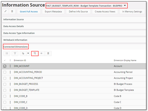 Configure Information Source - Fact Dimensions - Technical Documentation For IFS Cloud