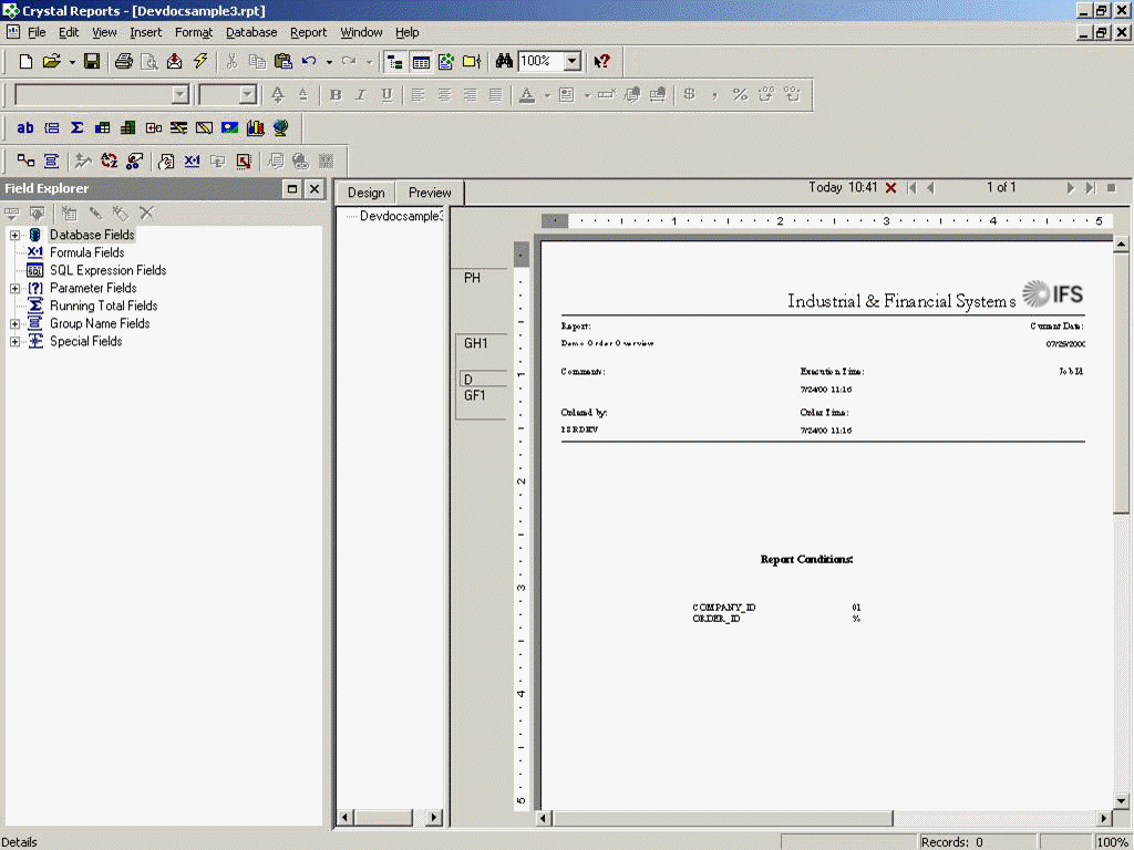 Adding Report Parameters - Technical Documentation For IFS Cloud