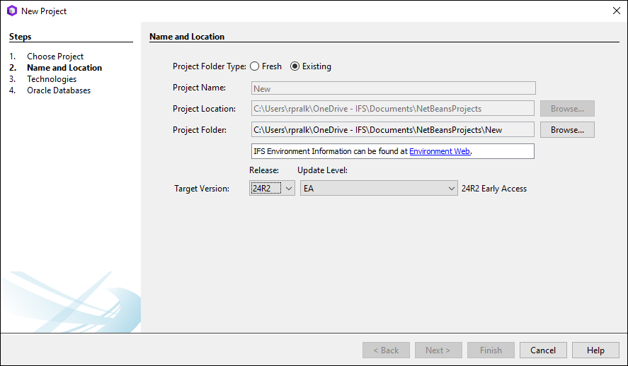 Setup Name, Location, and Target Version - Technical Documentation For IFS Cloud