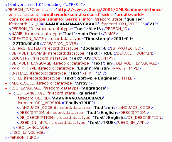 Service Layer XML Serialization Format - Technical Documentation For IFS Cloud