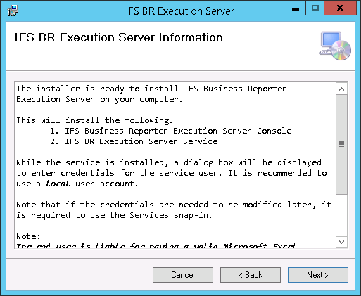 Installation of BR Execution Server - Technical Documentation For IFS Cloud