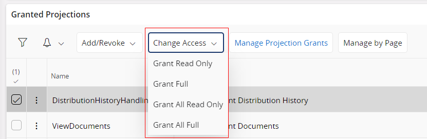 Change Access Level for a Projection - Technical Documentation For IFS ...