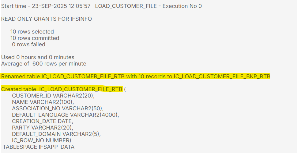 Create Table from File - Technical Documentation For IFS Cloud