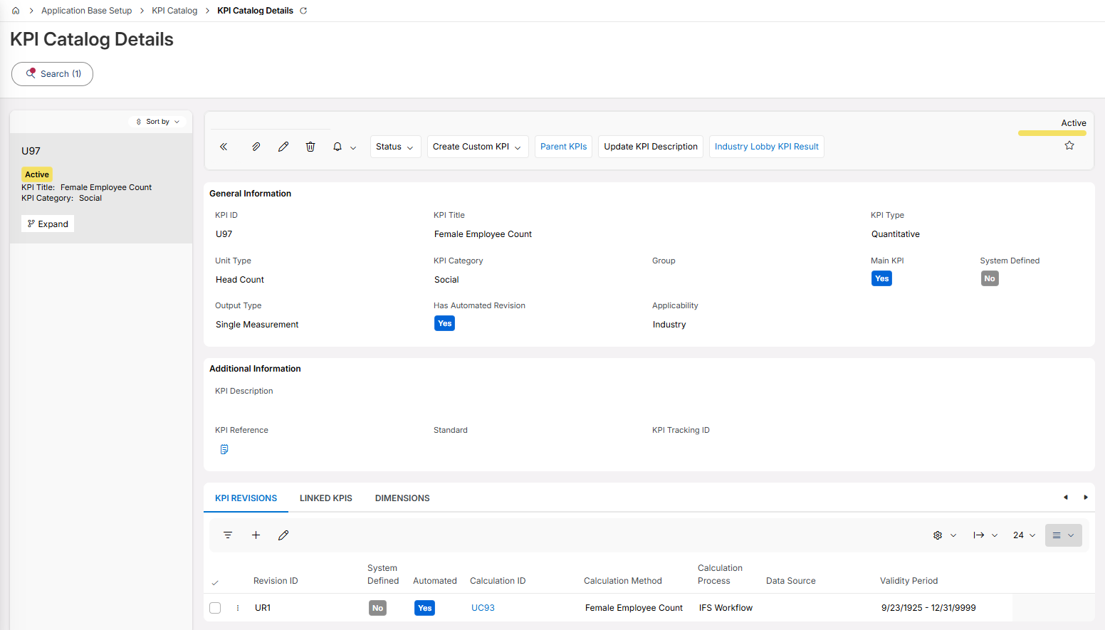Industry Lobby KPIs - Technical Documentation For IFS Cloud
