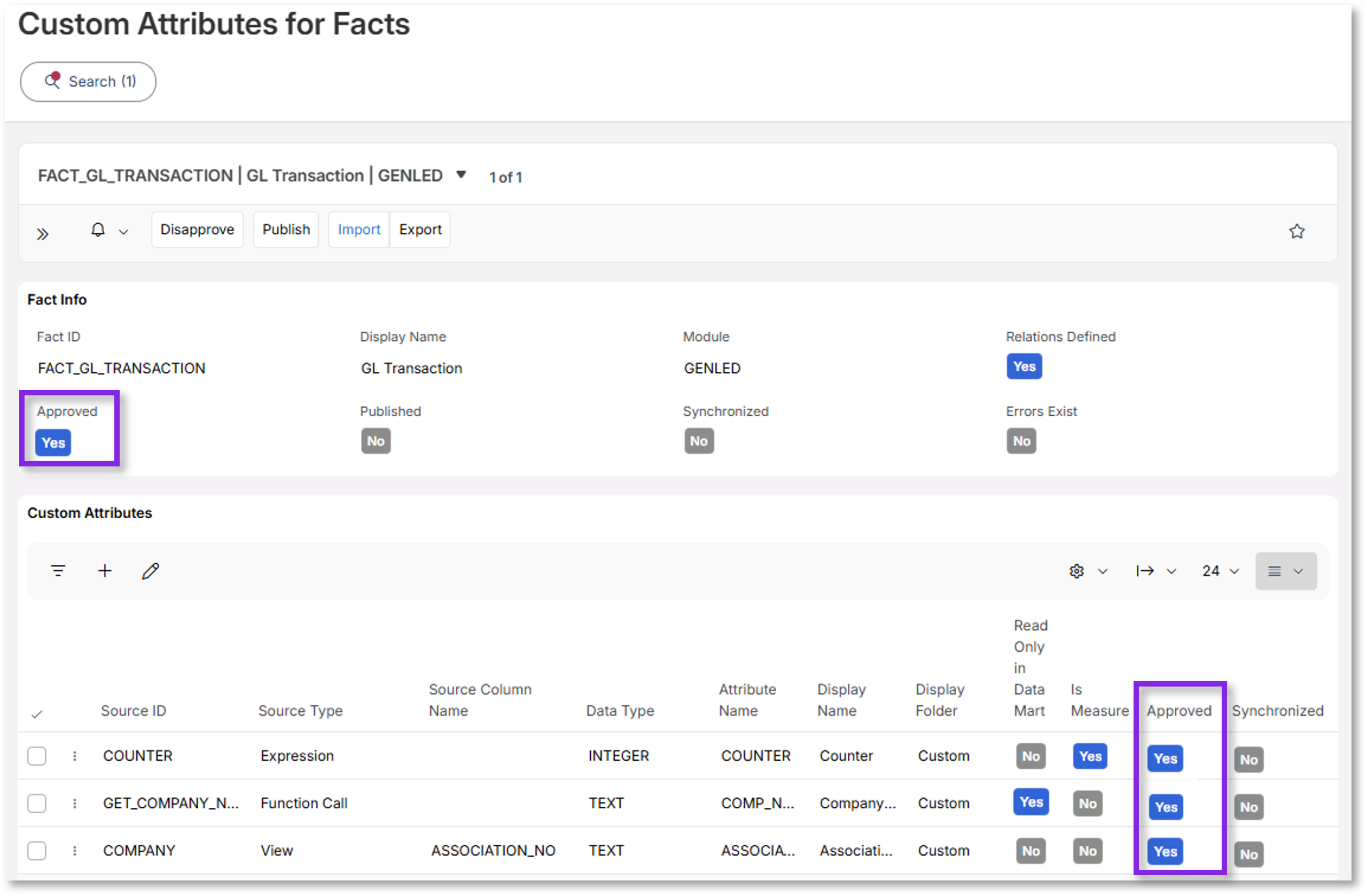 Custom Attributes for Facts - Technical Documentation For IFS Cloud