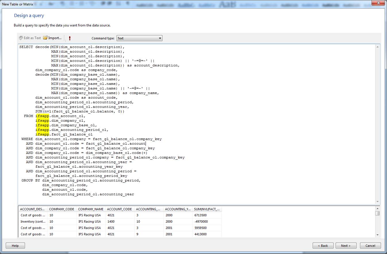 Using Report Builder with “IFS Applications” data sources - workaround