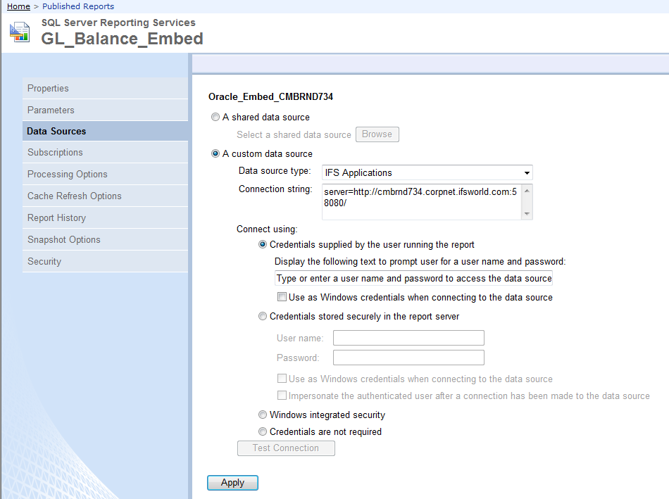 Using Report Builder with “IFS Applications” data sources - workaround