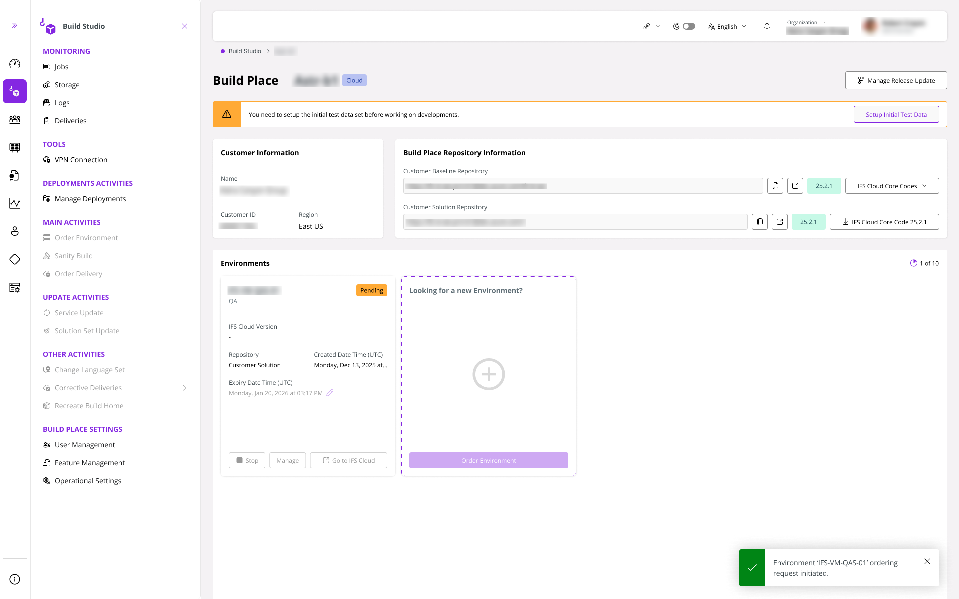 Setting Up Initial Test Data - LE Documentation For IFS Cloud