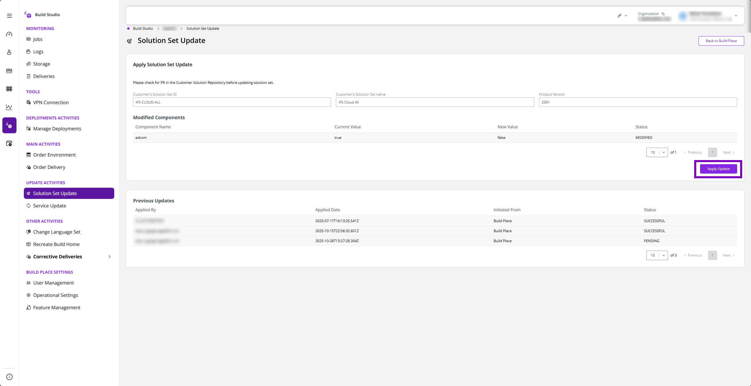 Updating Solution Set - LE Documentation For IFS Cloud
