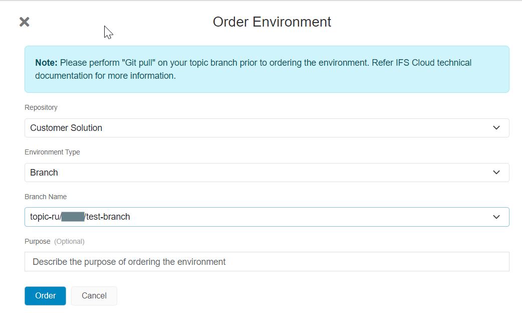Order Topic Environments - ALE Documentation For IFS Cloud