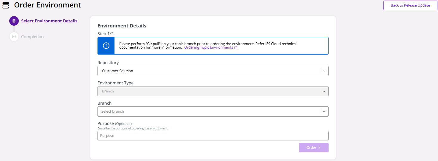 Order Topic Environments - LE Documentation For IFS Cloud